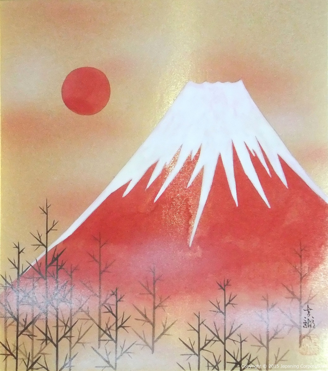 Shikishi Paperboard (Red Mt. Fuji) | Japanese Handmade Crafts Shop ...